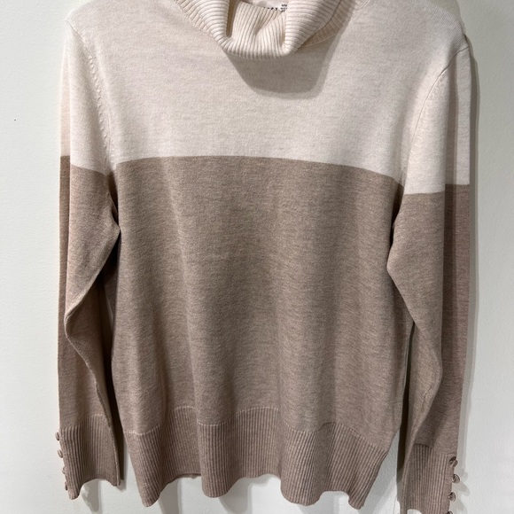 retrology | Sweaters | Retrology Cream And Tan Turtleneck Sweater ...